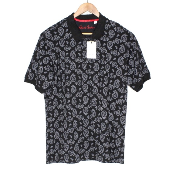 Robert Graham | Shirts | Robert Graham Polo Shirt Black Paisley Kramer ...